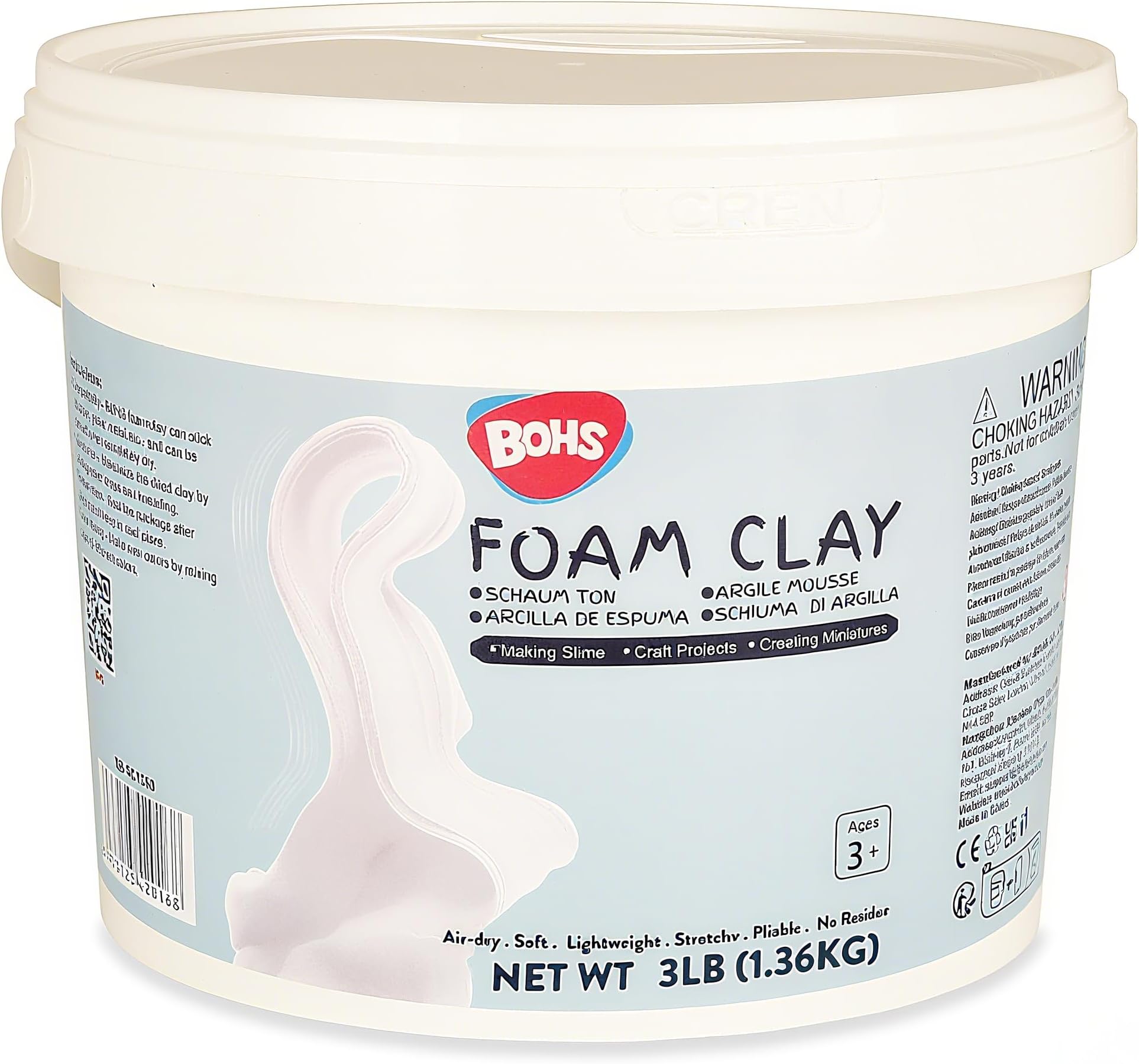 Amazon.com: White Air Dry Foam Clay for Kids - 3.3 Pounds Soft Bulk ...