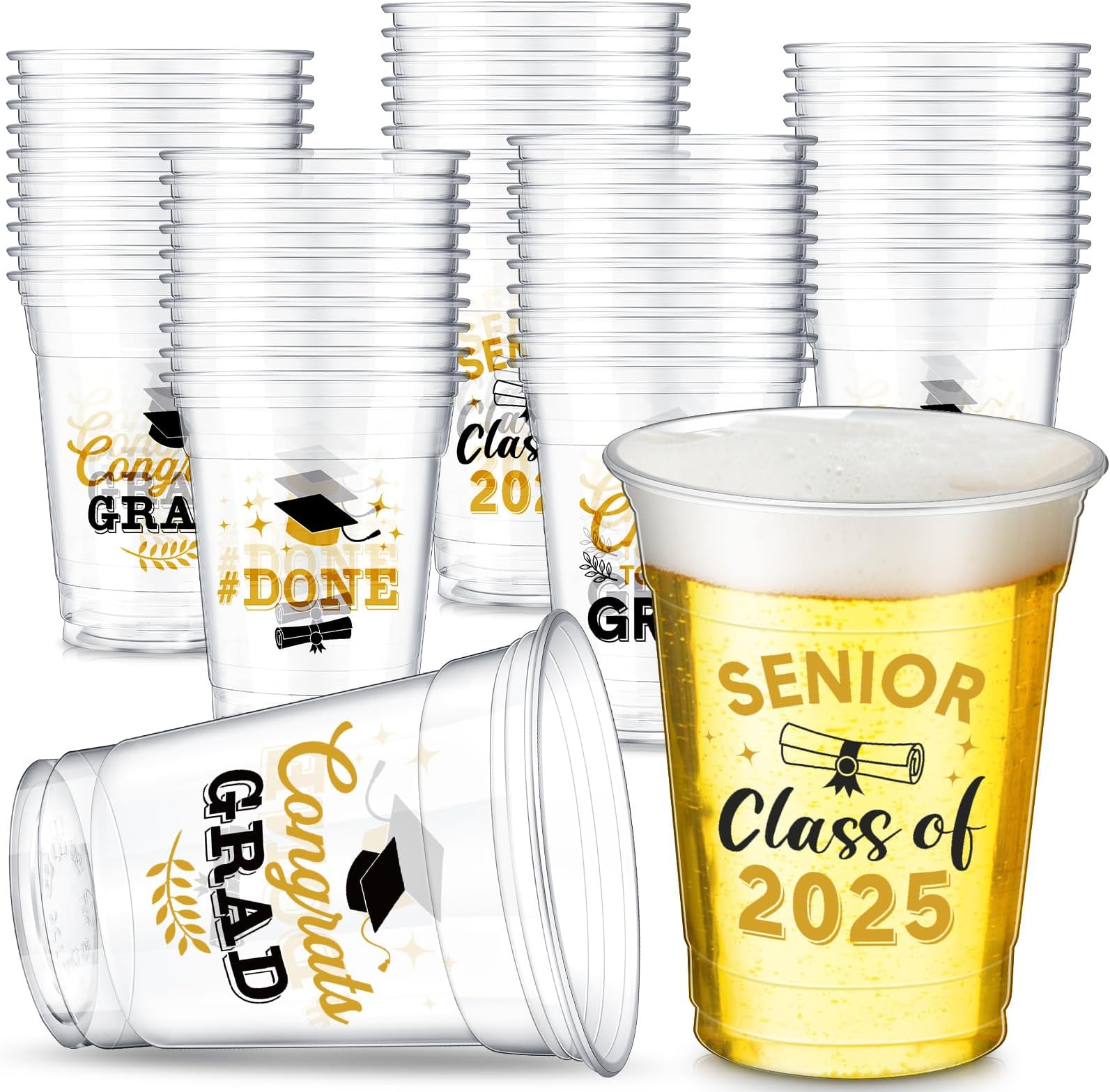 Amazon.com: Fit Meal Prep 50 Pack 16 oz Plastic Graduation Party Cups ...