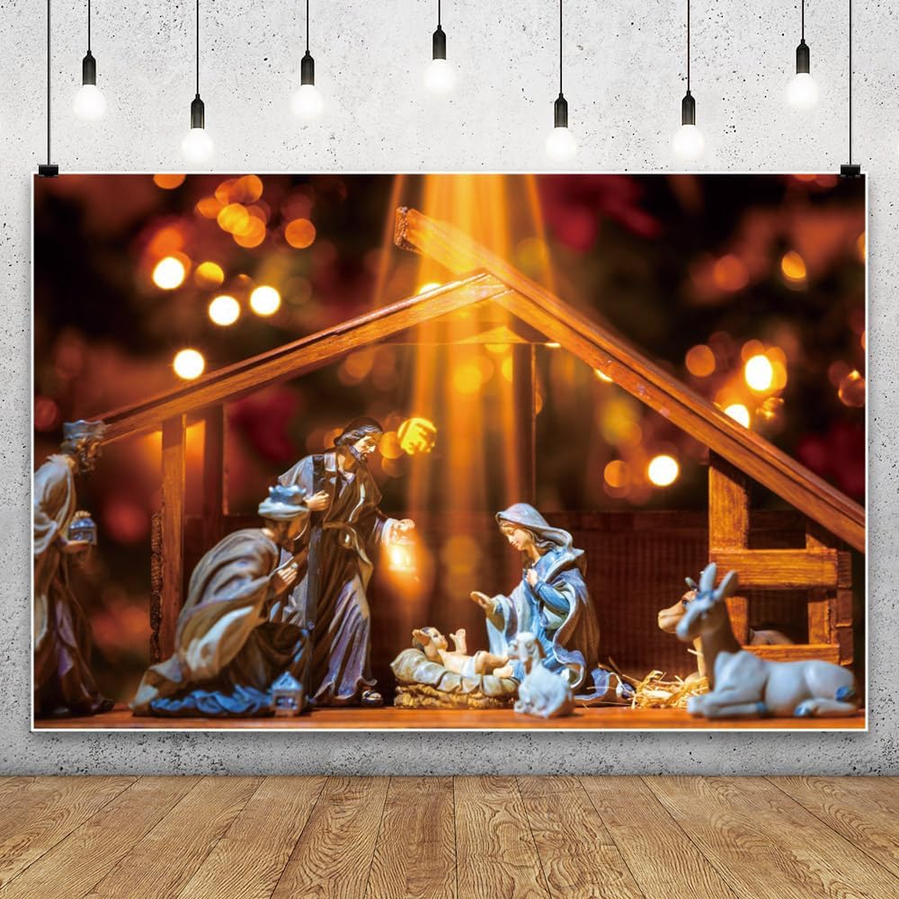 Amazon.com : OFILA Christmas Nativity Backdrop 10x8ft Birth of Jesus ...