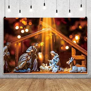 Amazon.com : OFILA Christmas Nativity Backdrop 10x8ft Birth of Jesus ...