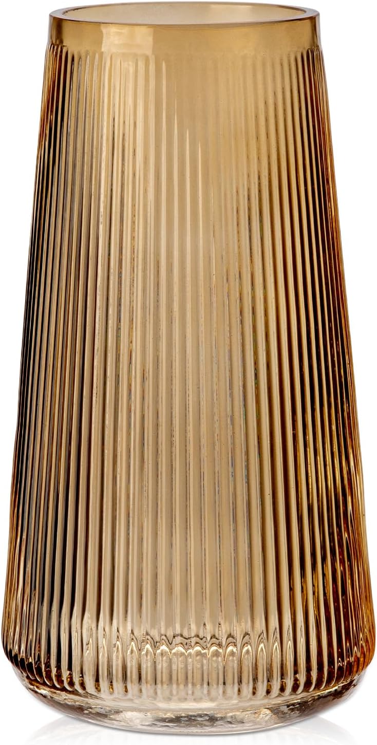 Briful 20cm Large Glass Vase for Flowers, Decorative Flower Vase ...