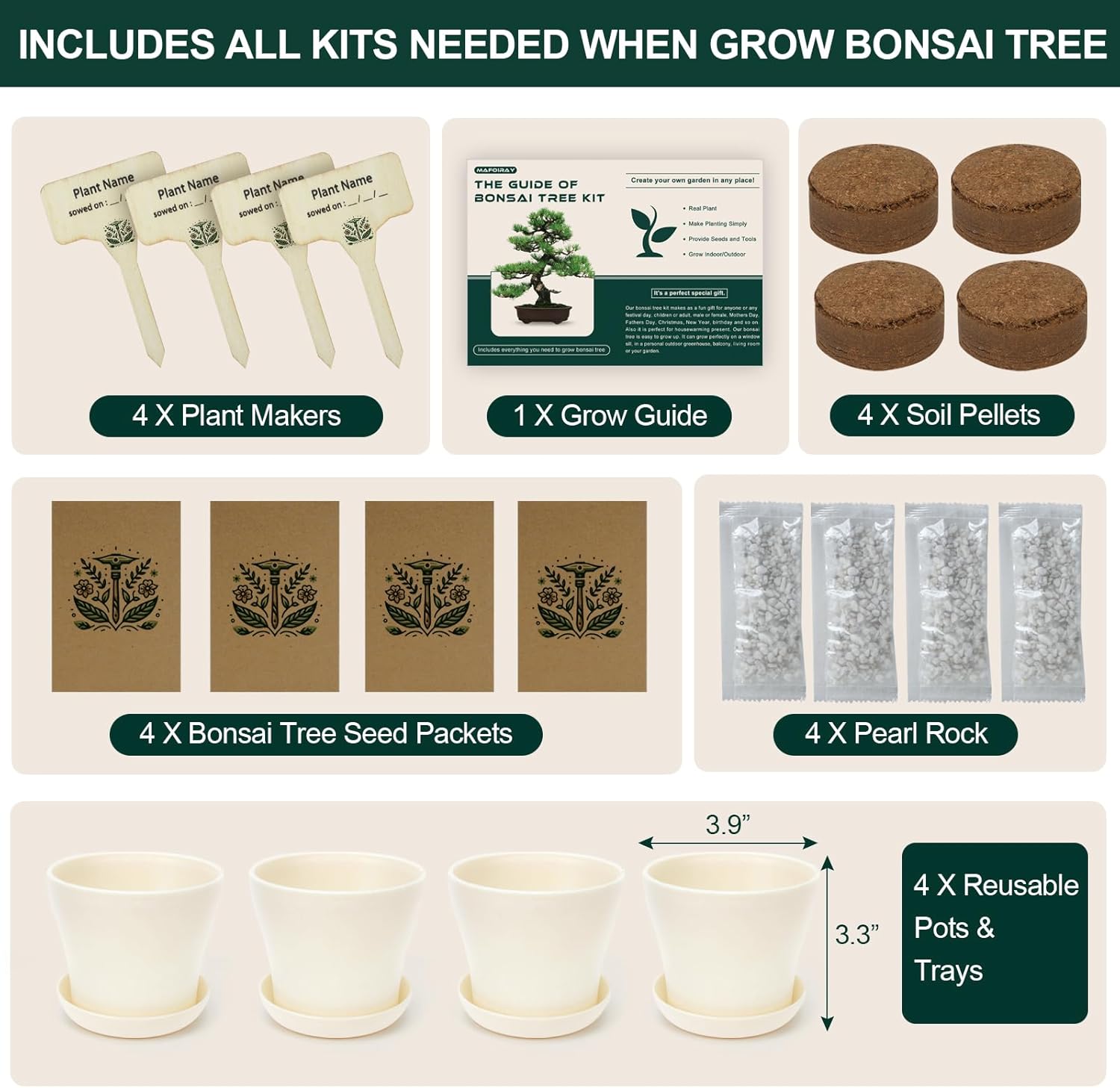 Bonsai Tree Kits - Bonsai Starter Kits with Bonsai Tools, 4 Kinds of ...