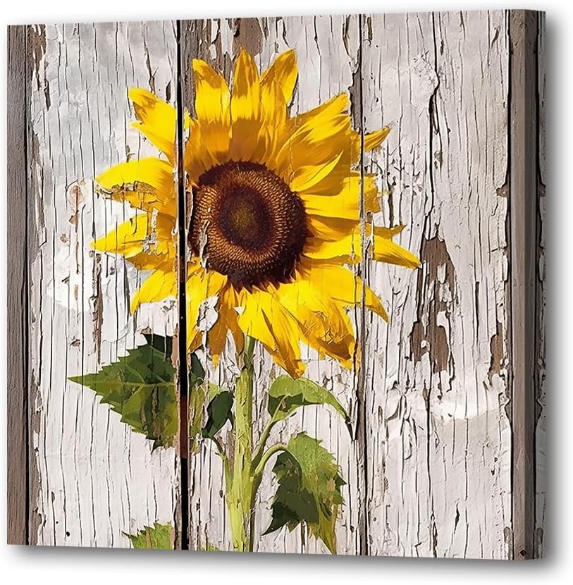 Amazon.com: LURENCZH Sunflower Canvas Wall Art Vintage Sunflower Canvas ...