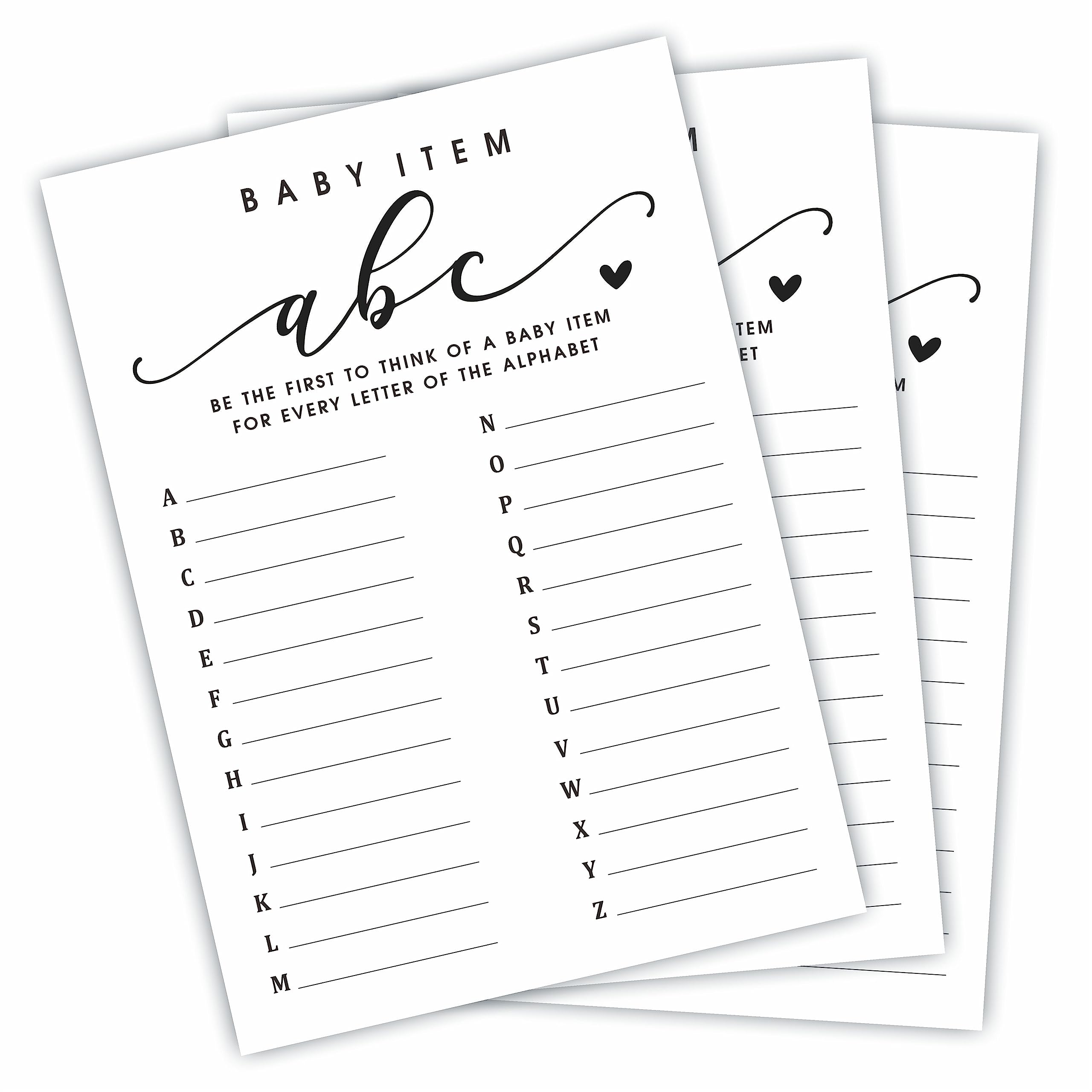 Amazon.com: Baby Alphabet Game Cards, Baby Item Abc Baby Shower Game ...