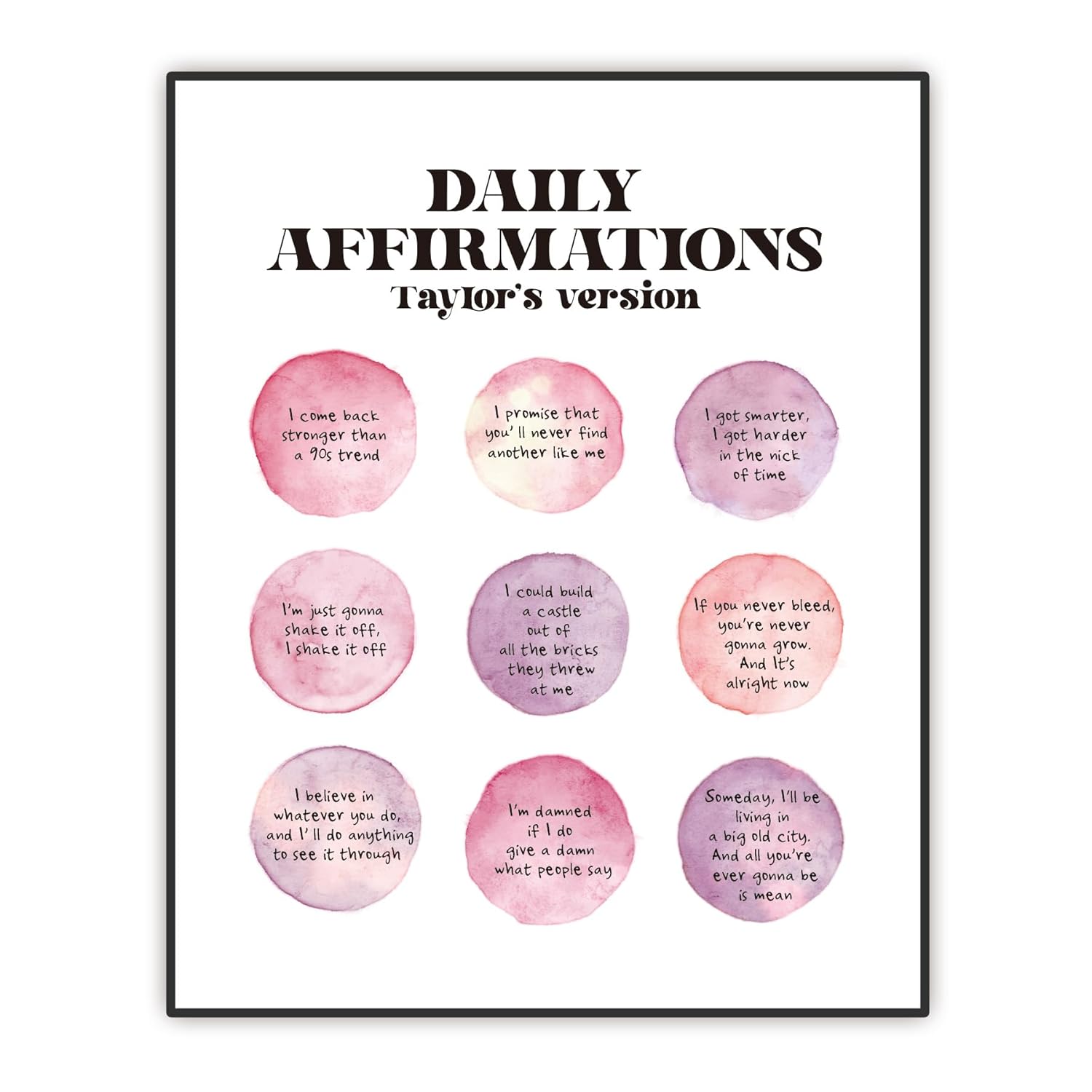Amazon.com: Affirmations Lyrics Posters, Daily Affirmations Album ...