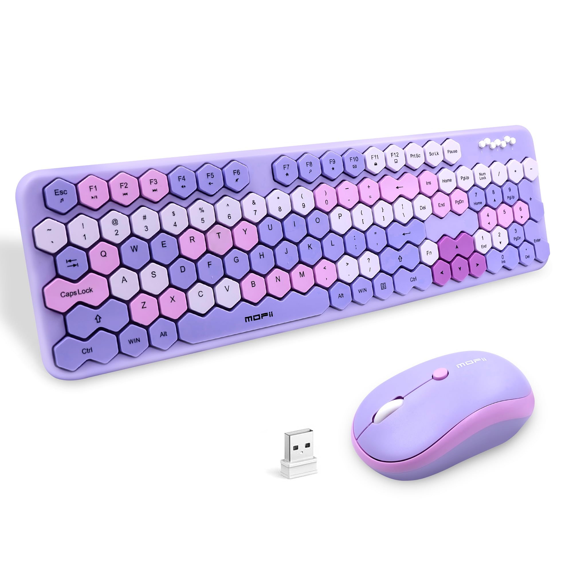 Wireless Keyboard and Wireless Mouse Combo, 2.4GHz Honeycomb Shaped 17 ...