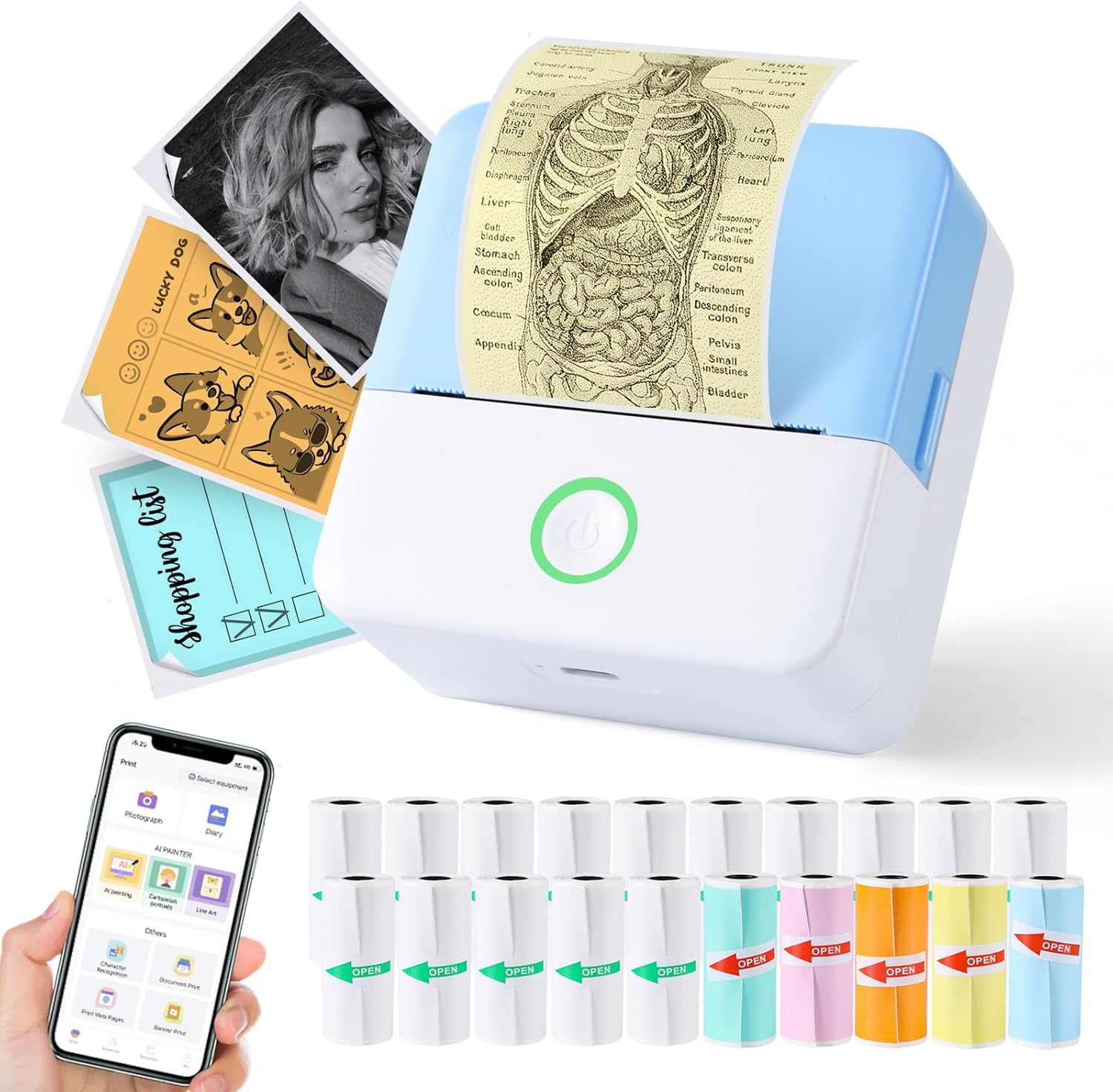 Amazon.com: Thermal Mini Printer, Portable Inkless Sticker Maker ...