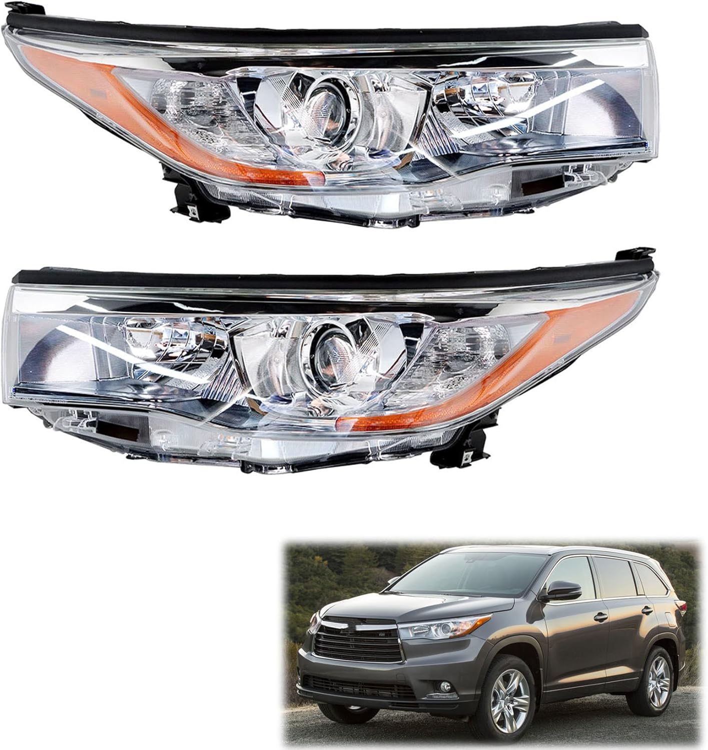 Amazon.com: Nurniacl 1 Pair Headlight Assembly Clear Lens Halogen ...