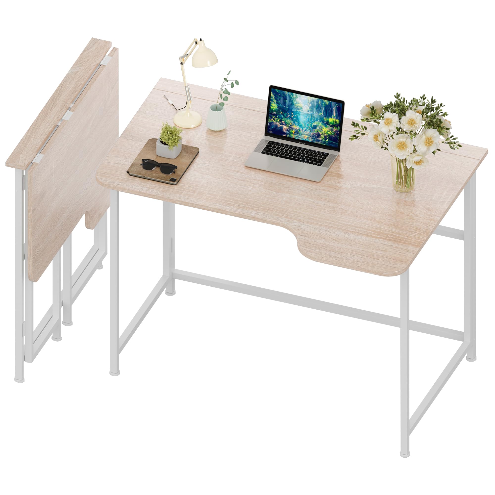 Amazon.com: THKKY Folding L Shaped Desk, 35.4" Small Computer Home ...