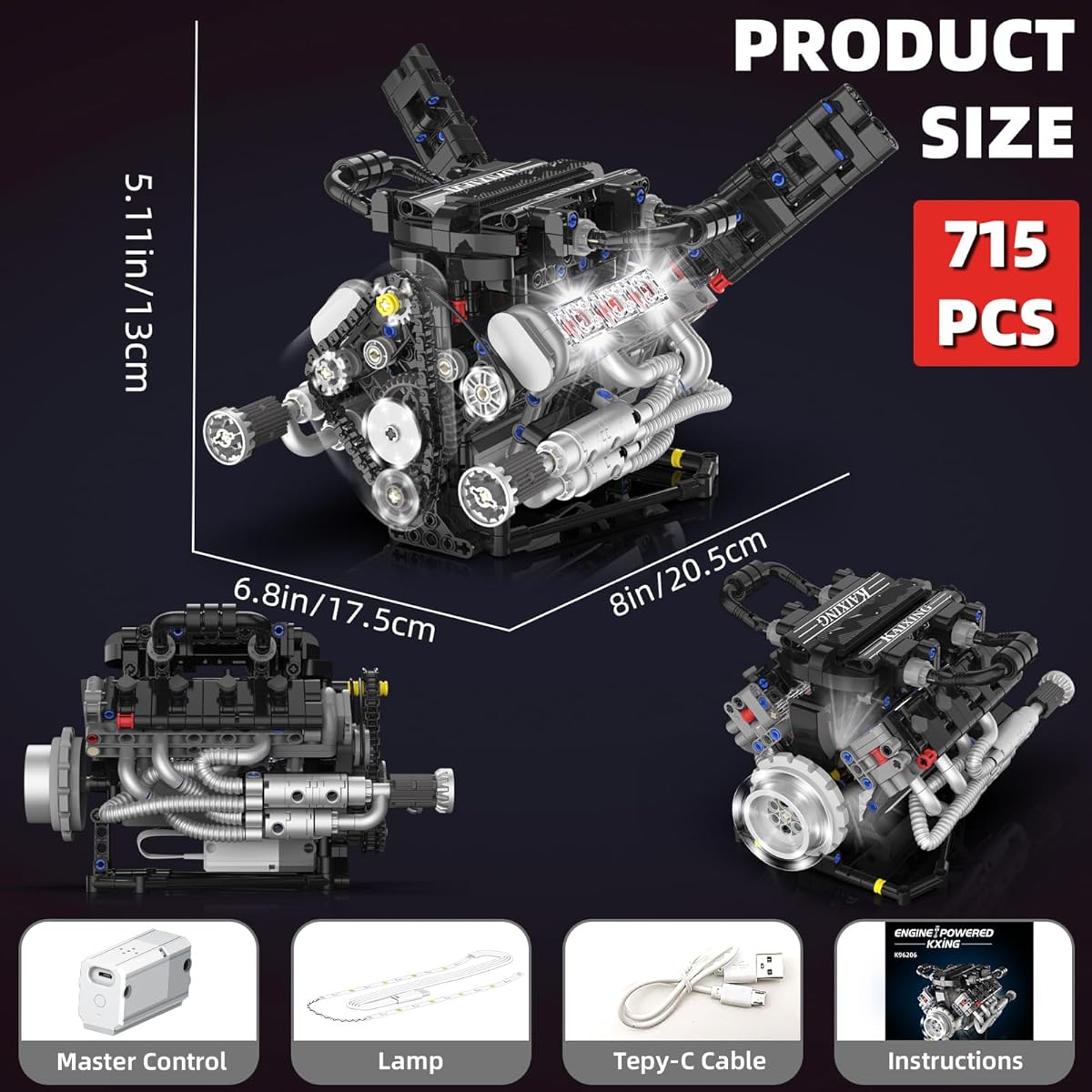 $9/mo - Finance Engine Building Blocks Sets,V8 Engine Model kit That ...