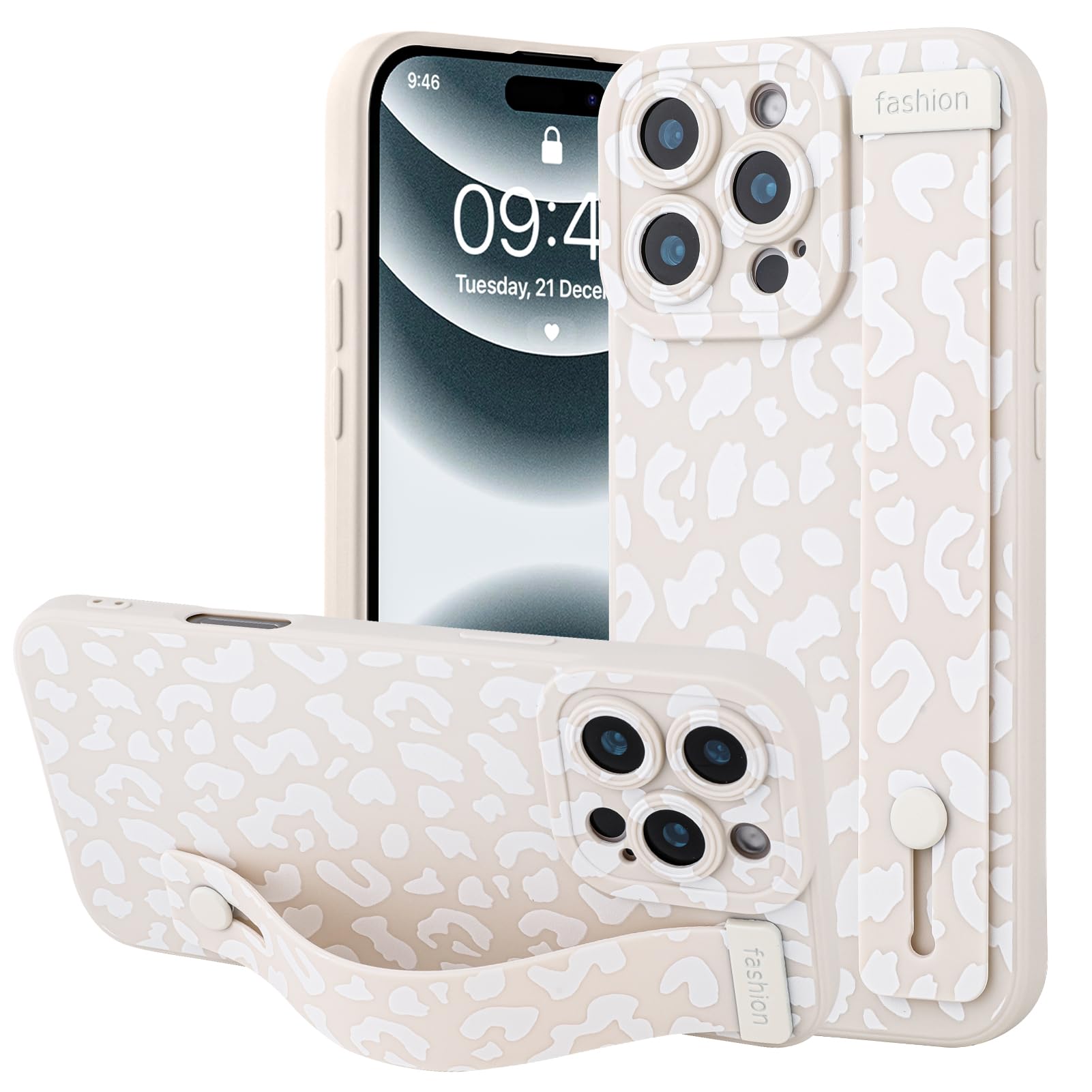 Amazon.com: OOK Compatible with iPhone 16 Pro Max Leopard Case with Wrist Strap, White Leopard ...