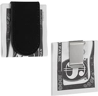 Hecila 1PC Stainless Steel Money Clip 1PC Slim Magnetic Leather Money ...