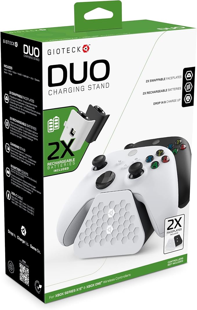 Gioteck DUO Charging Stand For 2 Xbox Series X|S & Xbox One Wireless ...