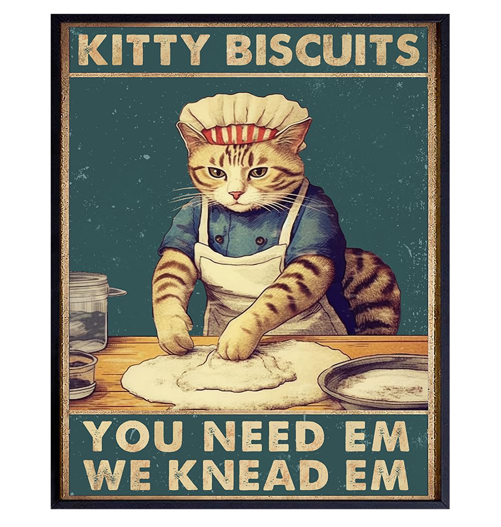 Amazon.com: funny Cat Stuff Kitchen Decor - Cute Kitten Cafe Wall Art ...