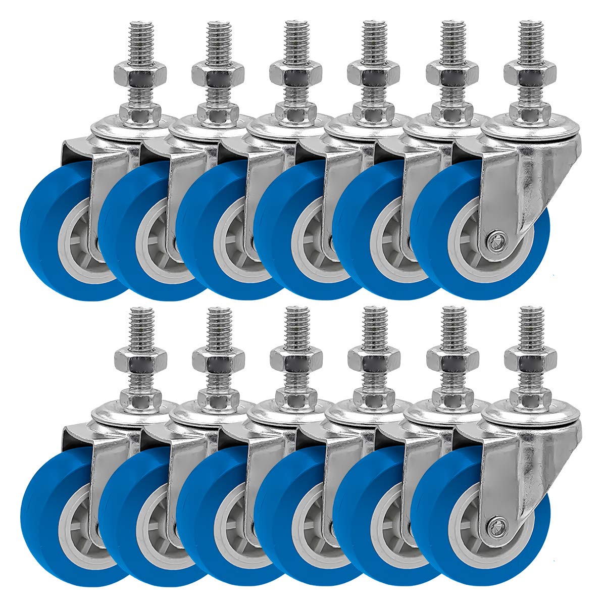 Amazon.com: FactorDuty 2 Inch BLUE Caster Wheel 3/8"-1.2" Threaded Stem ...