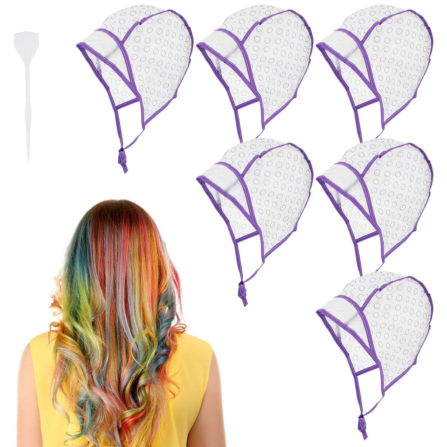 Amazon.com : WLLHYF 6 Pieces Hair Cap Dye Colouring Cap Highlighting ...