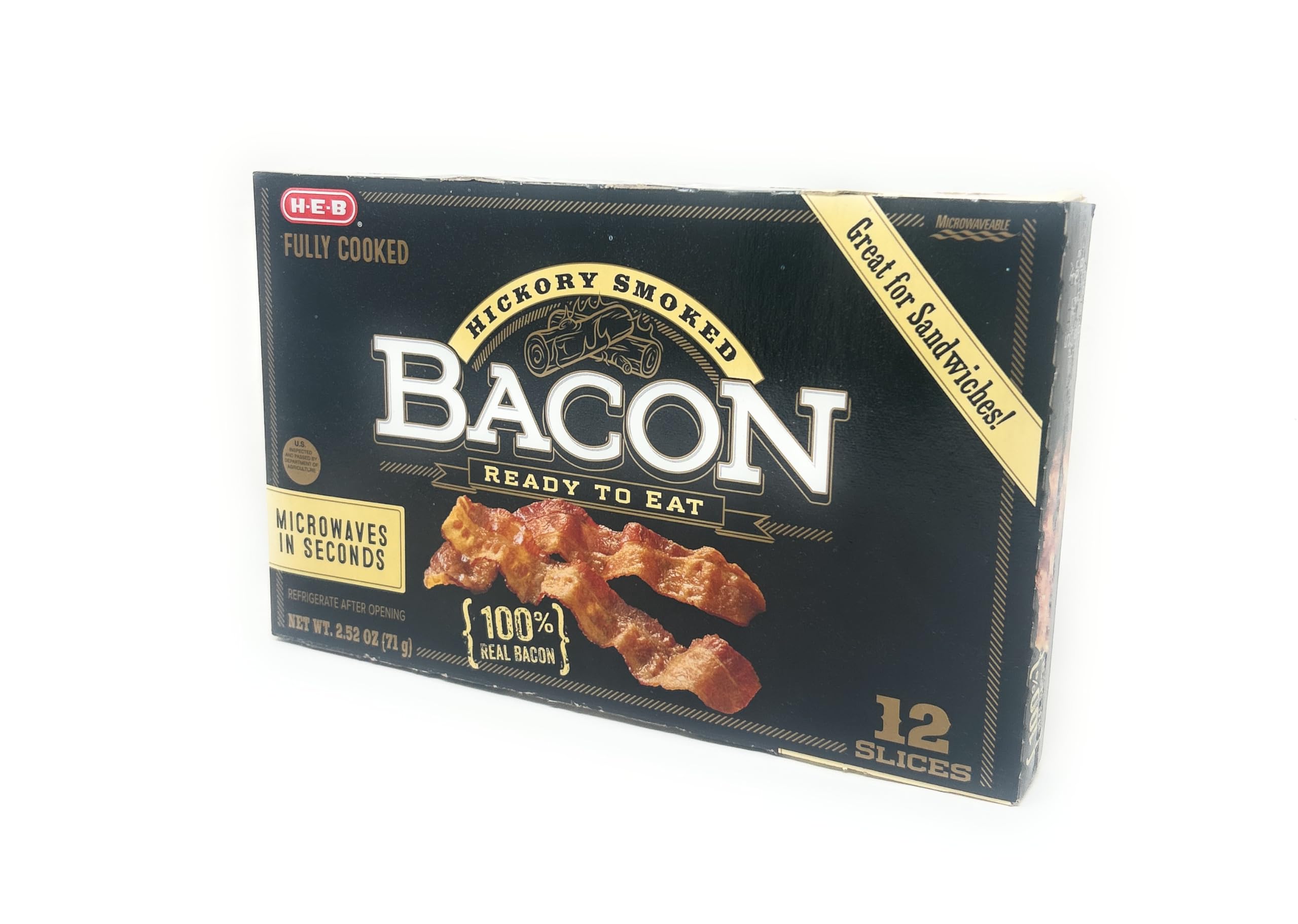 Amazon.com : H‑E‑B Fully Cooked Hickory Smoked Bacon 12 slices -1 box ...