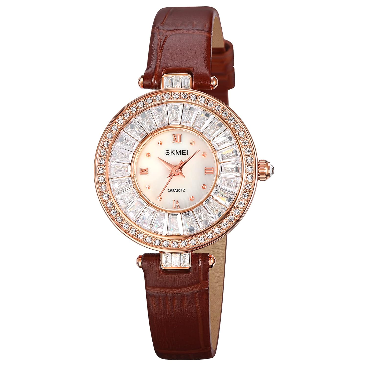 Buy SKMEI Women's Analog Quartz Leather Watch, Waterproof - 2009 (Brown ...