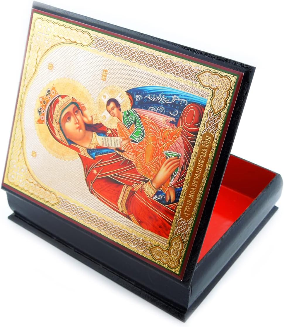 Caja De Cuentas De Oración Con Rosario De Virgen María Icono Religioso