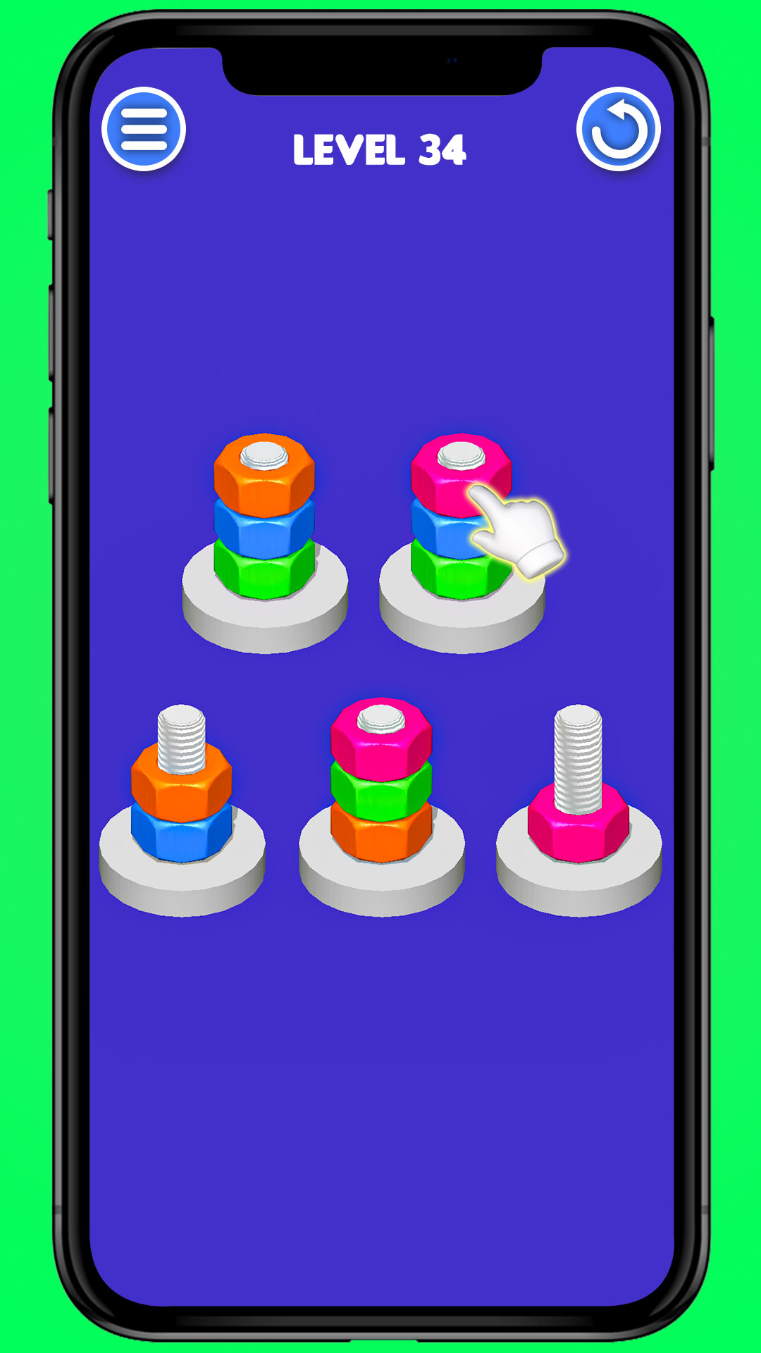 Nuts And Bolts Color Sorting Screw Pin Puzzle ASMR Colour Sort Matching ...