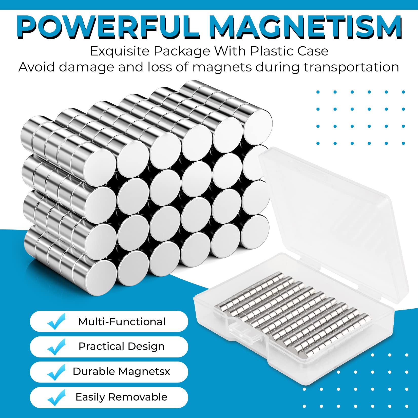 Snapklik.com : 100 Pack 53mm Mini Magnets - Tiny Round Neodymium ...