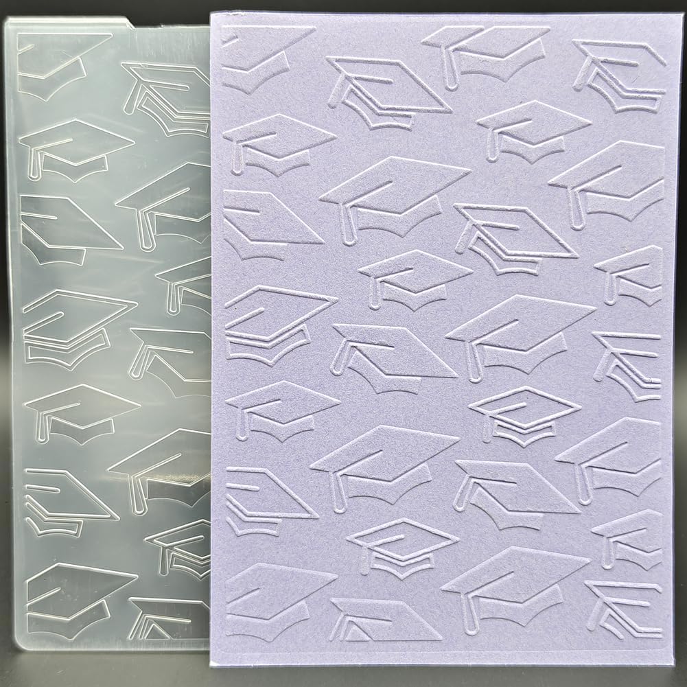 Amazon.com: Plastic Embossing Folder A6 Size Doctorial Hats Pattern ...