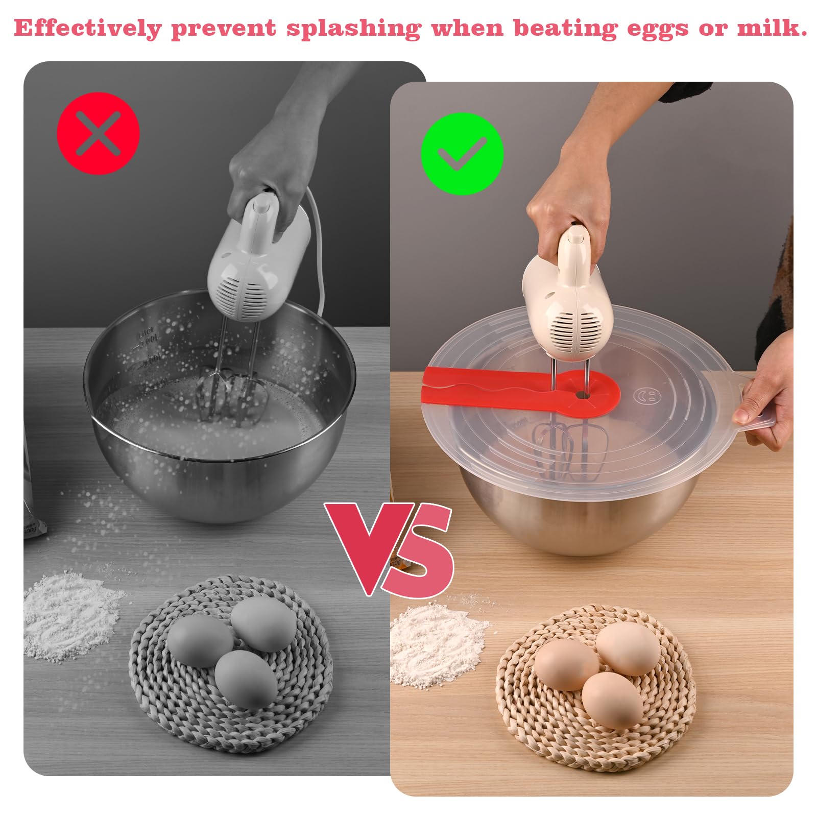 Kitchen Splatter Protection Silicone Mixing Bowl Cover - Splatter Guard ...