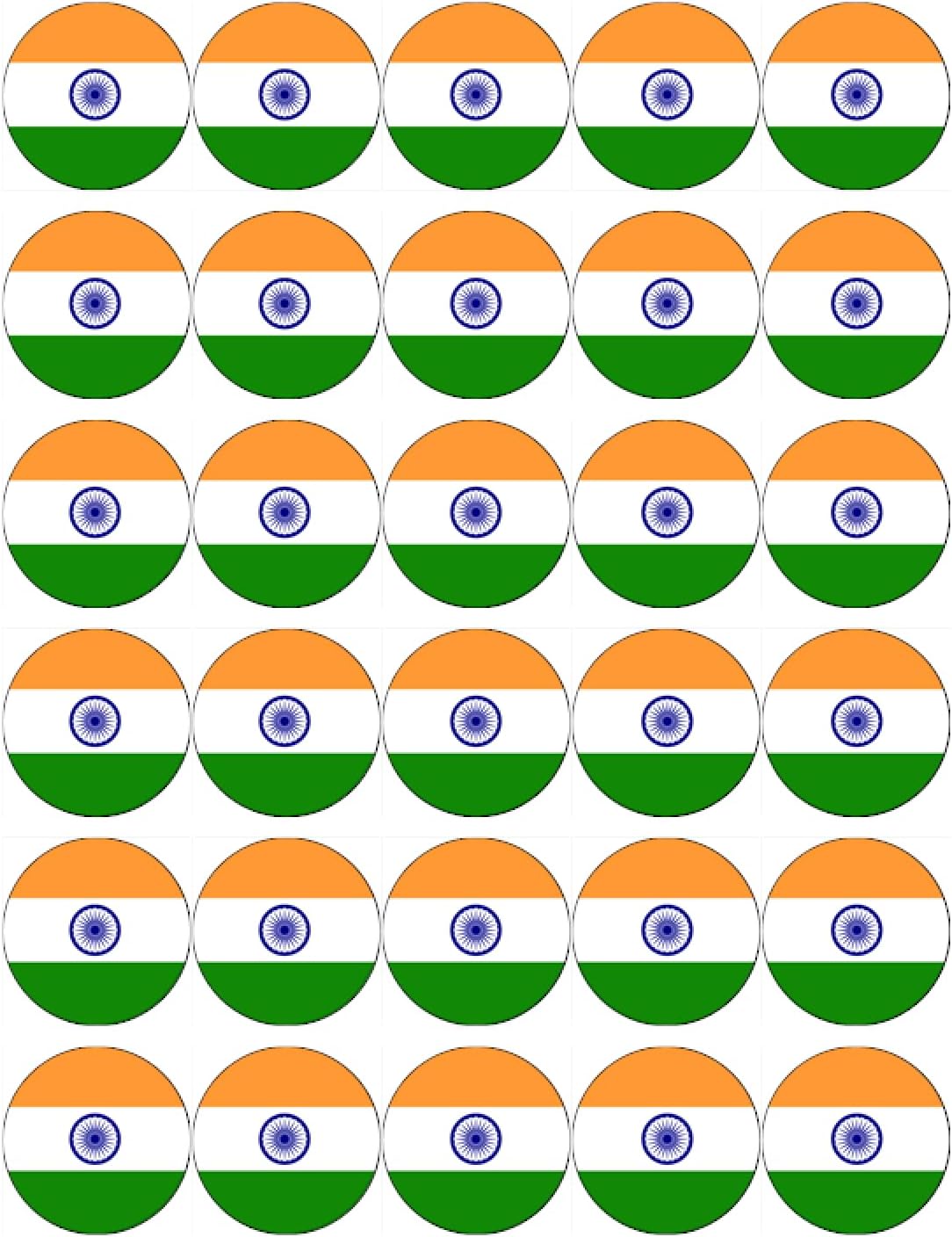30 India Indian Flags Cupcake Toppers Edible Wafer Paper Fairy Cake ...