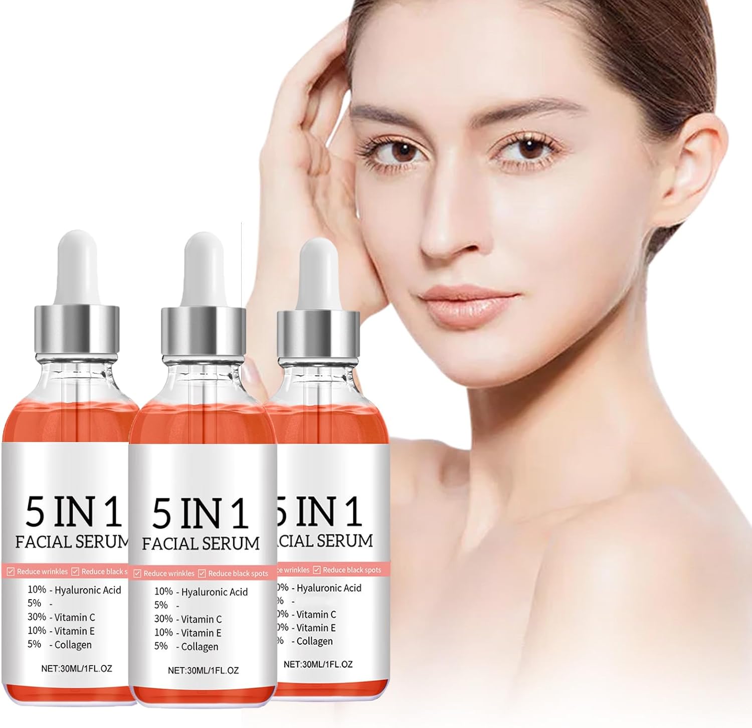 3Pcs 5 In 1 Facial Serum, Face Serum for Women, Serum Vitamin C ...