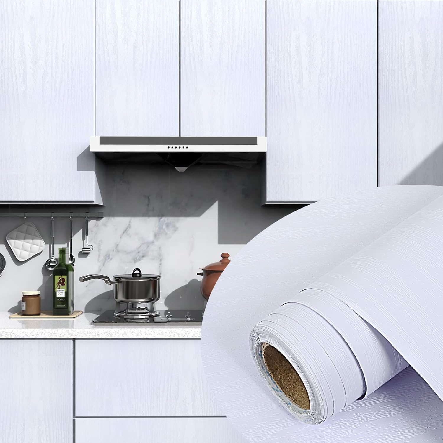 Amazon.com: YINHUA 15.7"×197" White Wood Contact Paper for Cabinets ...