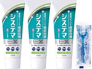 Amazon | 【Amazon.co.jp限定】システマ EXハミガキ エクストラハーブミント130g×3個+フロス付き [医薬部外品] 高濃度フッ素(1450ppm配合) | システマ ...