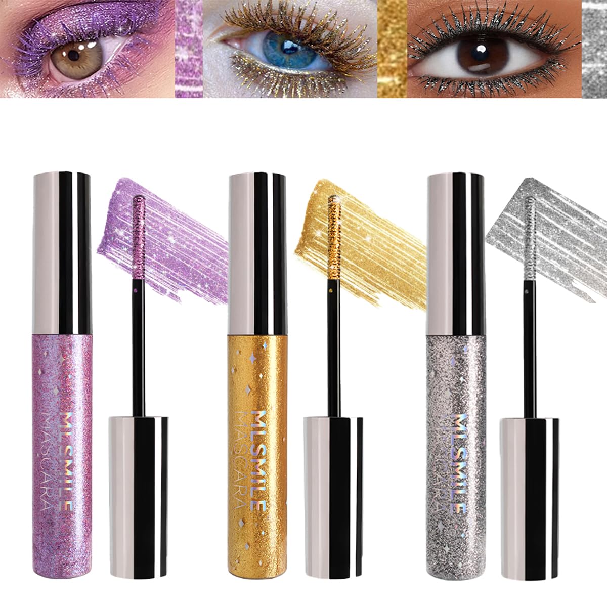 Baorder 3 Colors Glitter Mascara Eyeshadow,Lengthening Curling Volume ...