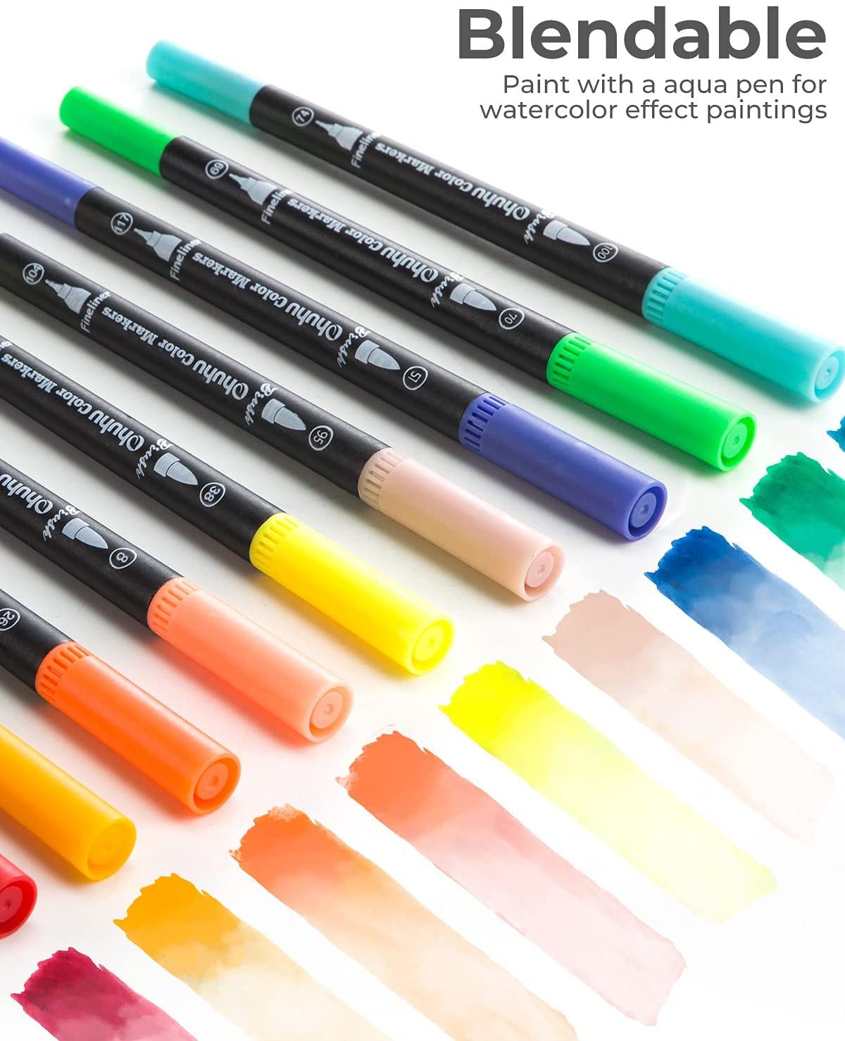 100 Colors Art Markers Set, Ohuhu Dual Tips Coloring Brush Fineliner ...