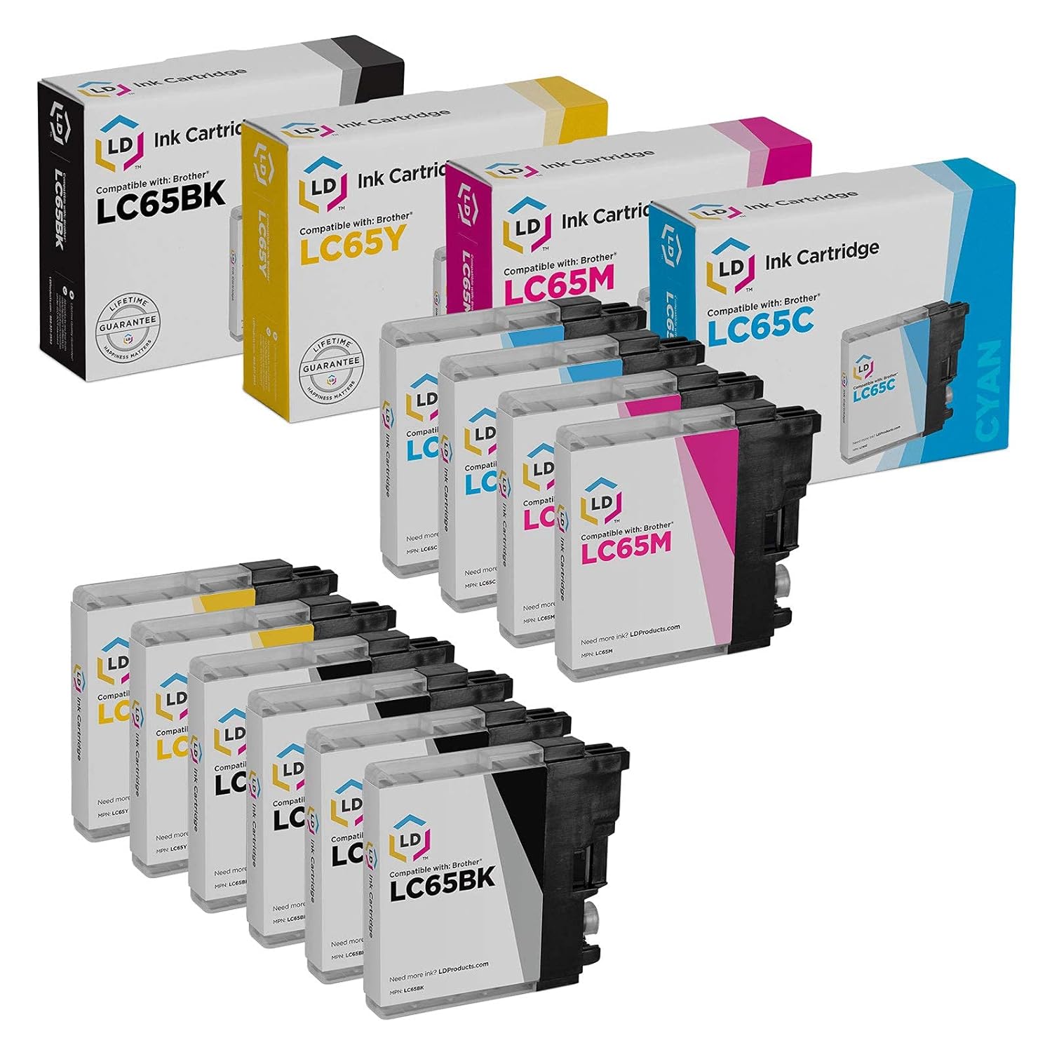 LD © Compatible Brother LC65 Bulk Set of 10 High Yield Ink Cartridges ...