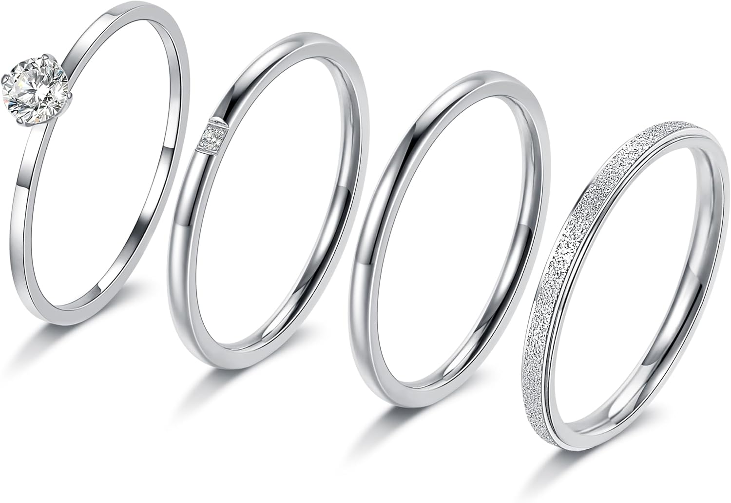 Amazon.com: MDFUN 4 Pcs 18K White Gold Plated Stainless Steel Thin ...
