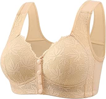 Daisy Bras for Older Women Comfy Front Closure Padded Snap Closing Bra ...
