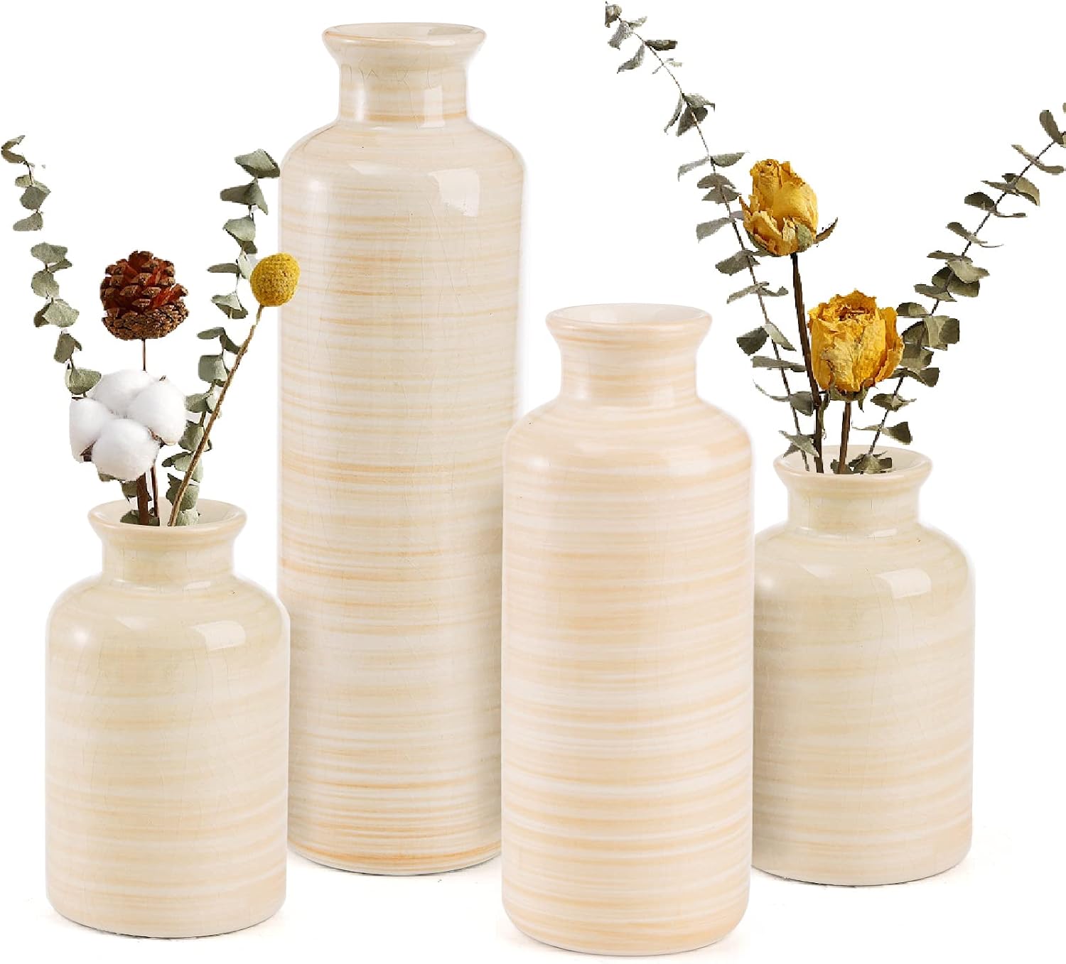 Amazon.com: ZOOFOX 4 Pack Rustic Home Decor Vases, Modern Boho Vases ...