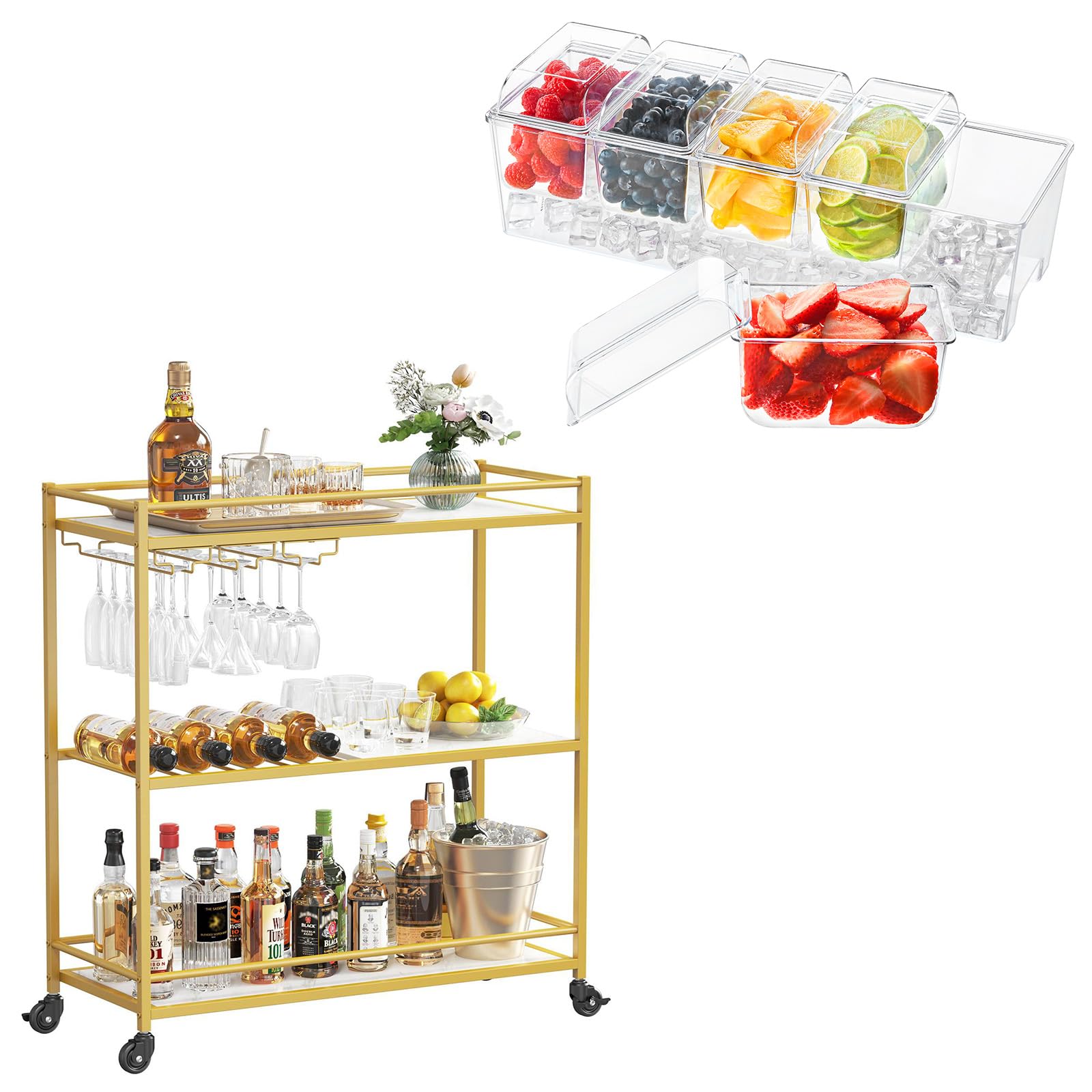 Amazon.com | Lifewit Ice Chilled Condiment Caddy with 5 Containers(2.5 ...