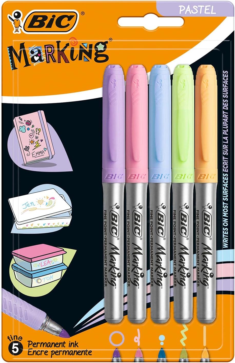 Bic Permanent Markers, 5 each : Amazon.co.uk: Stationery & Office Supplies