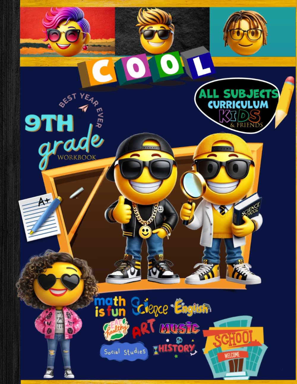9th Grade All Subjects Workbook: Grade 9 Math Grammar Science Social ...