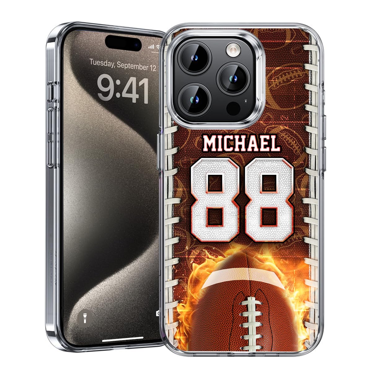 Amazon.com: SANDJEST Personalized Football Phone Case for America ...