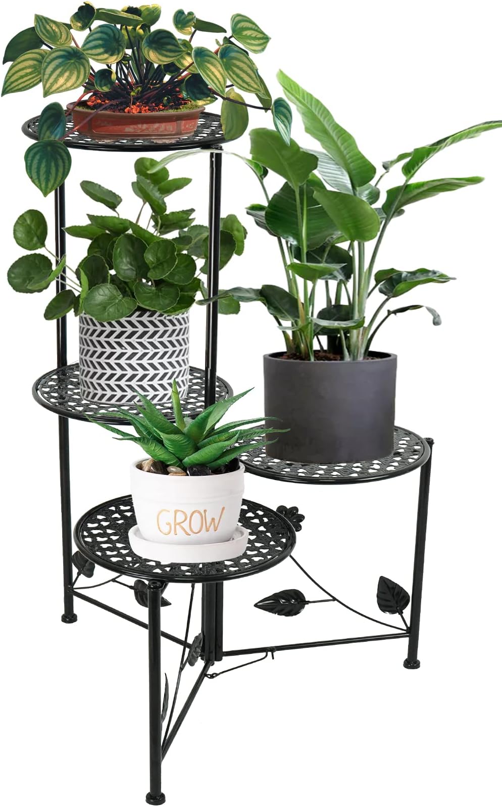 Amazon.com : Sungmor Heavy Duty Cast Iron Plant stand, 3 Tier Foldable ...