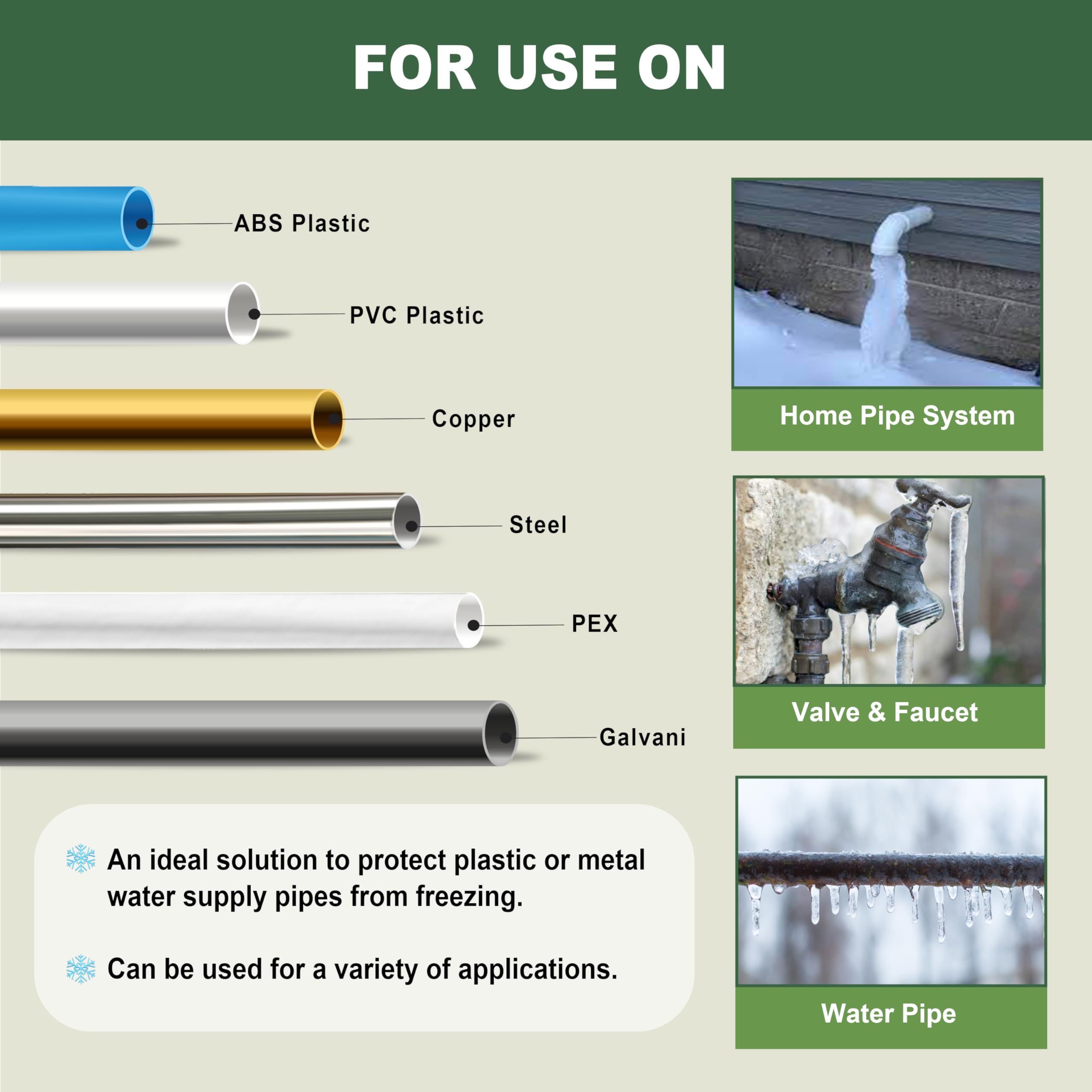 Snapklik.com : Pipe Heat Cable For Water Pipe Freeze Protection, Self ...