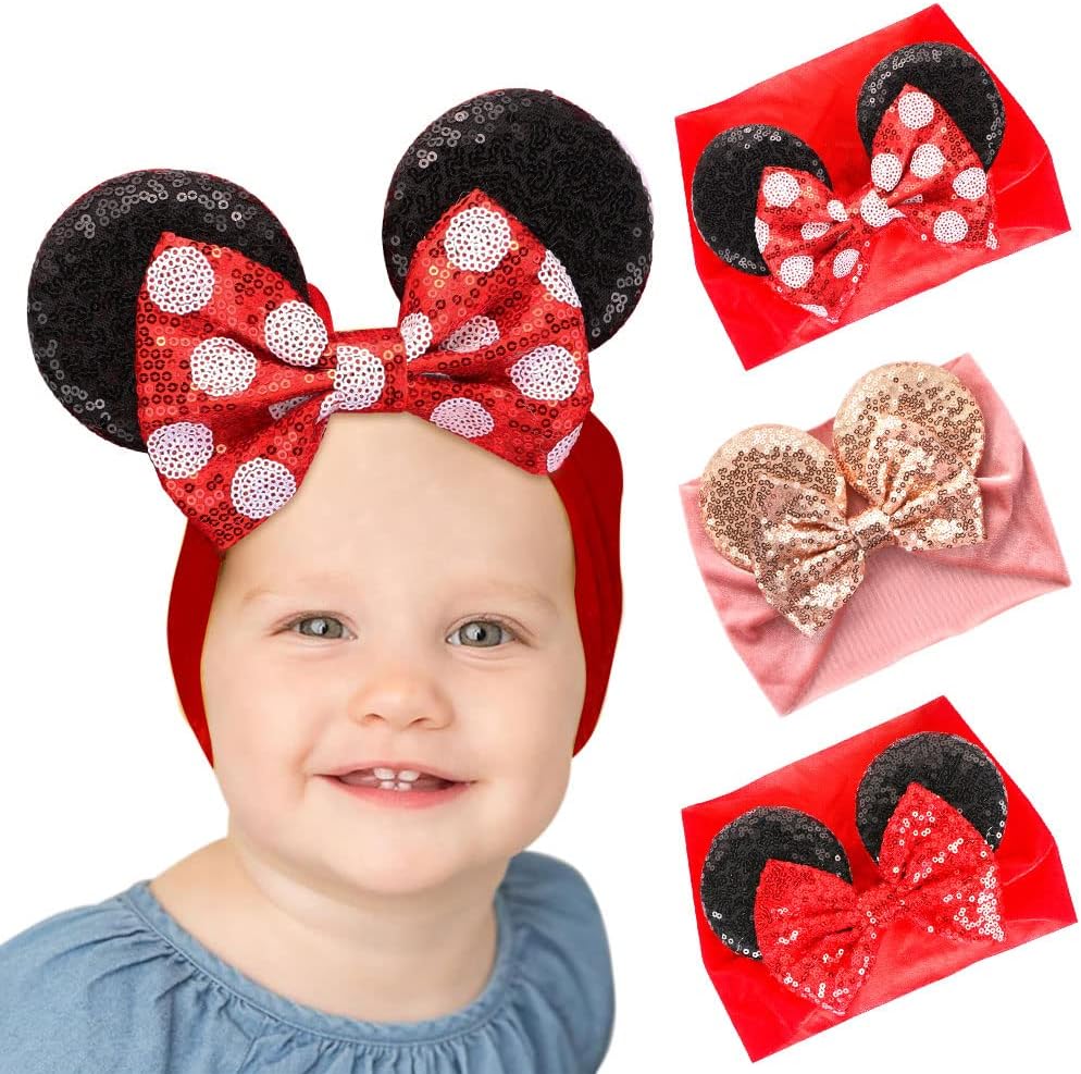 Amazon.com: CLGIFT Minnie Ears Baby/Toddler Headband, Minnie Baby Ears ...