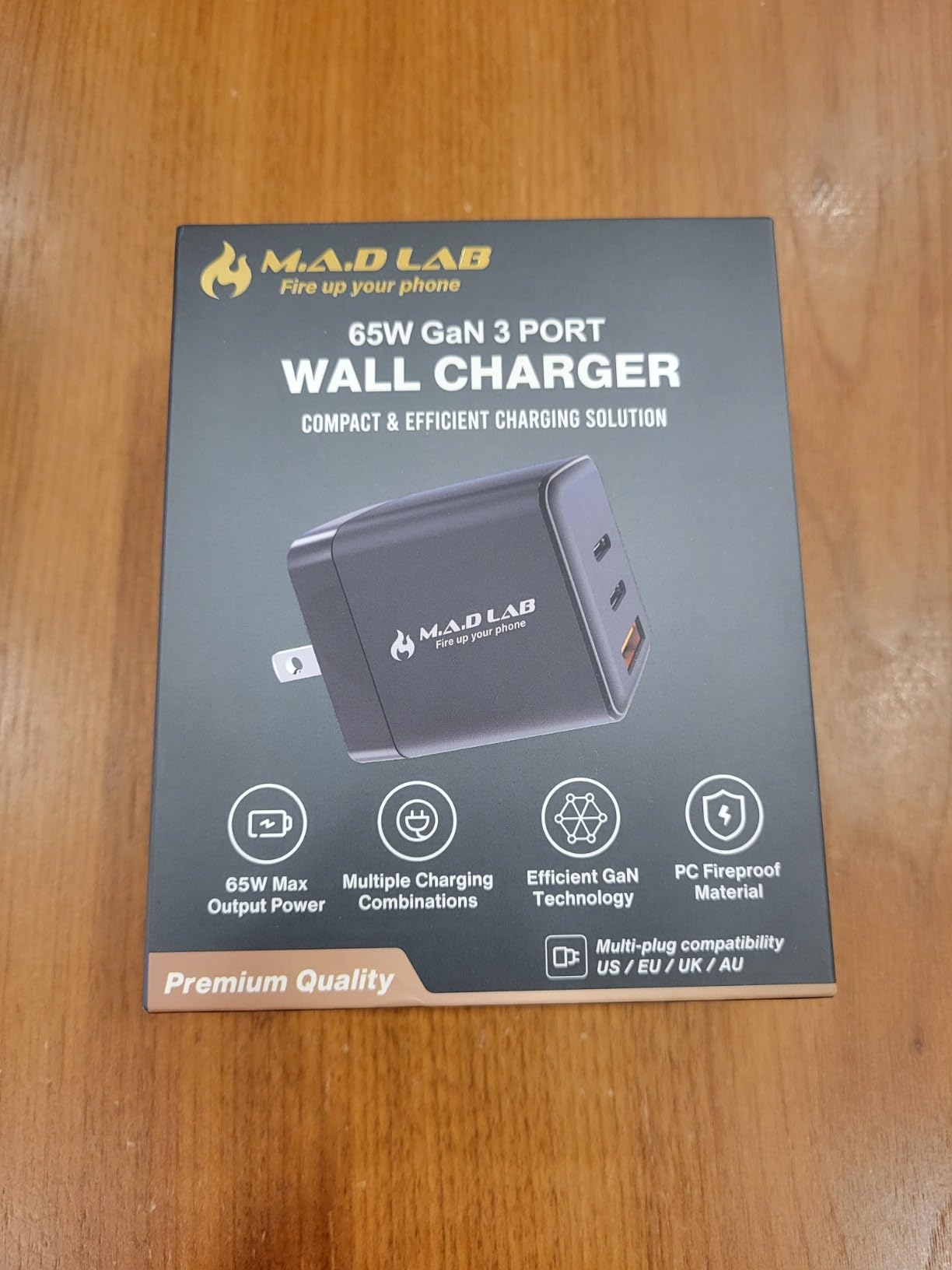 65W GaN 3 Port Wall Charger for Mobile Device Fast Charging | MAD LAB ...