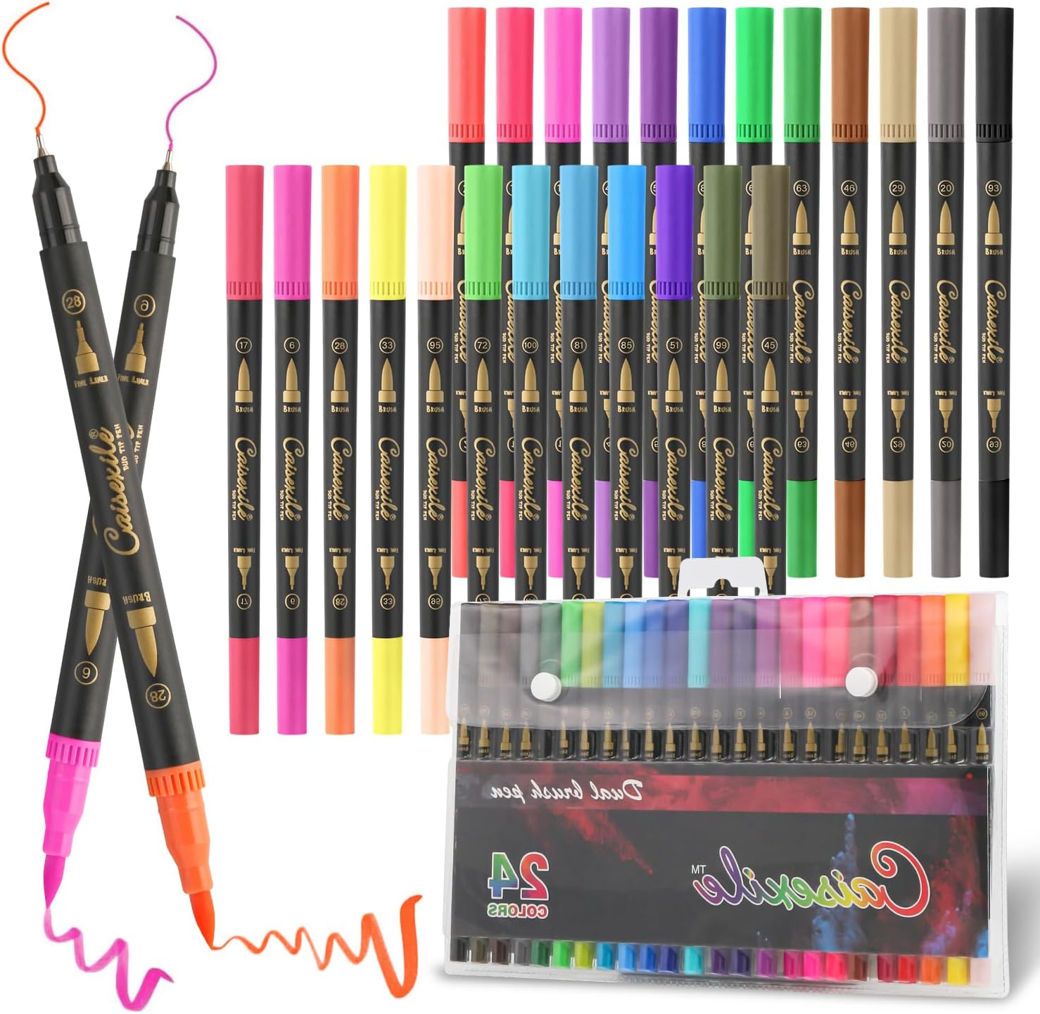 Amazon.com : Taotree 36 Colors Dual Tip Art Markers 24 Fineliner Color ...