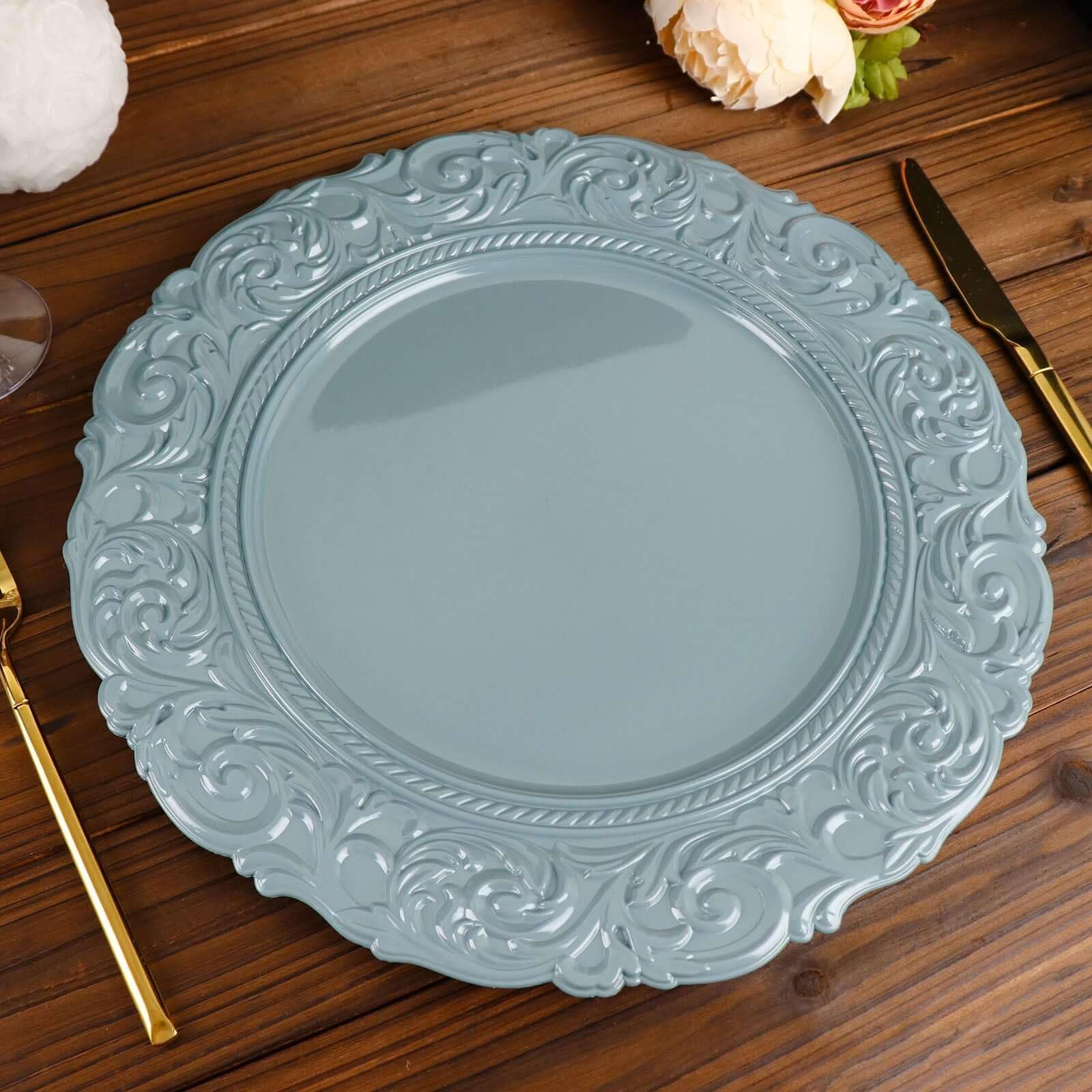 Amazon.com | Blue Sky Organic 13" Hammered Blue Plastic Charger Plates ...