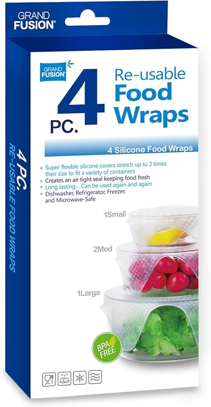 Amazon.com: Grand Fusion Silicone Food Wrap, Reusable, Super-Flexible ...