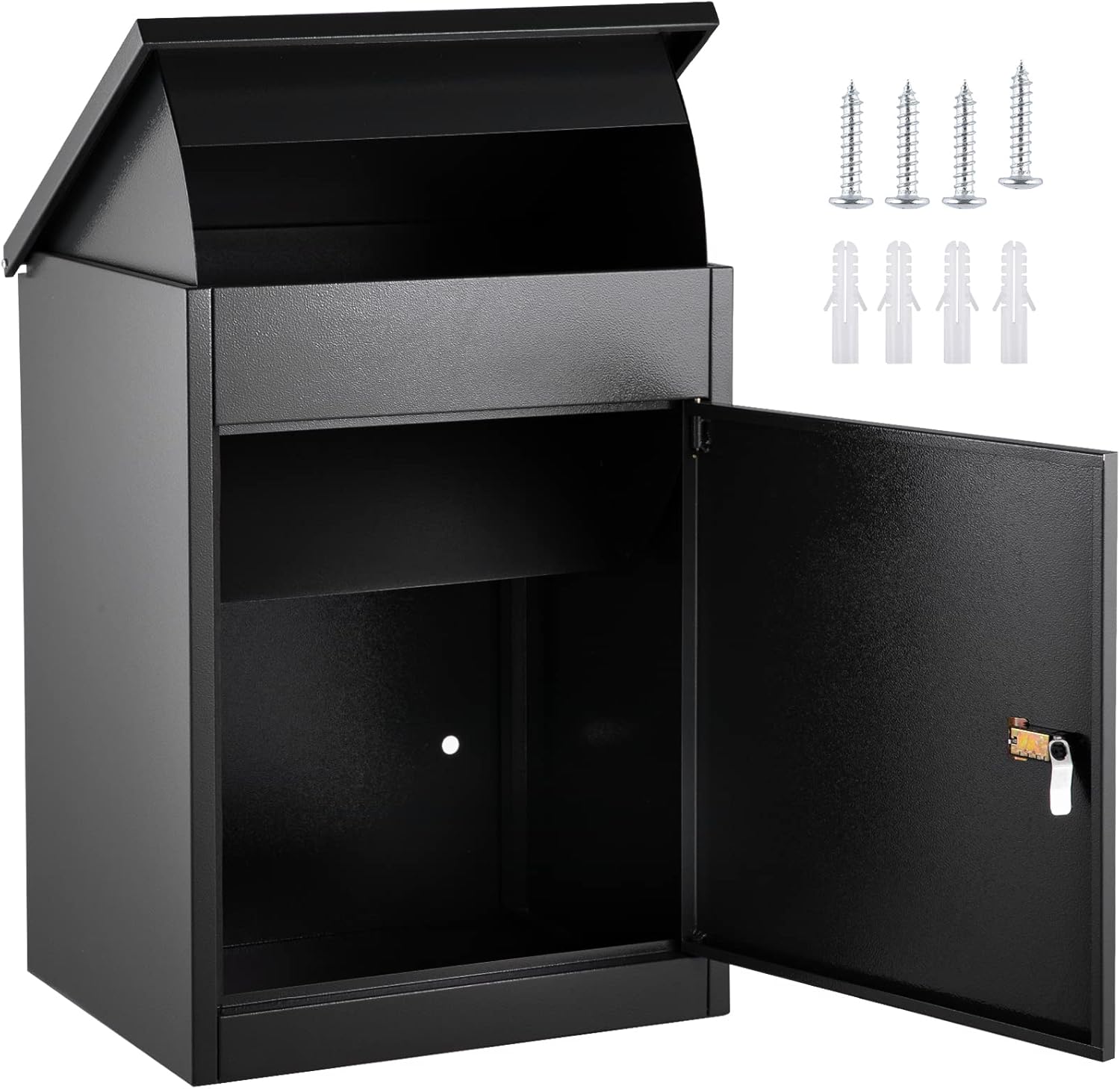 VEVOR Parcel Drop Box, 17.32x13.78x22.83in Gray Galvanized Steel, Wall ...