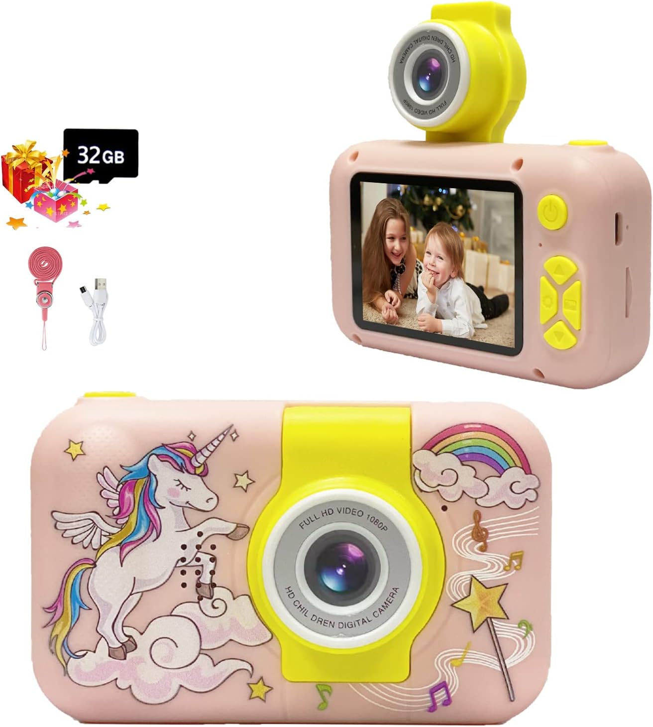 ZAPFEPU Kids Camera, 2.4 Inch IPS Screen 1080P Video Recorder with 32GB ...